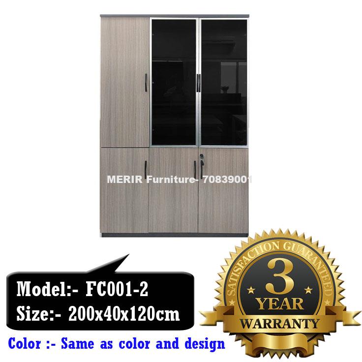 Model:- FC001-2 Executive 3 doors filing cabinet Size: 200x40X120 cm. - Merir Furniture